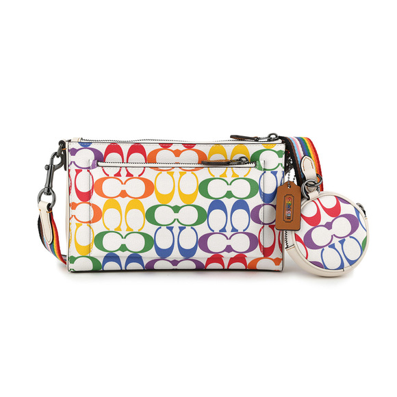 Coach | Bags | Coach Rainbow Signature Shoulder Bag White Multicolor ...